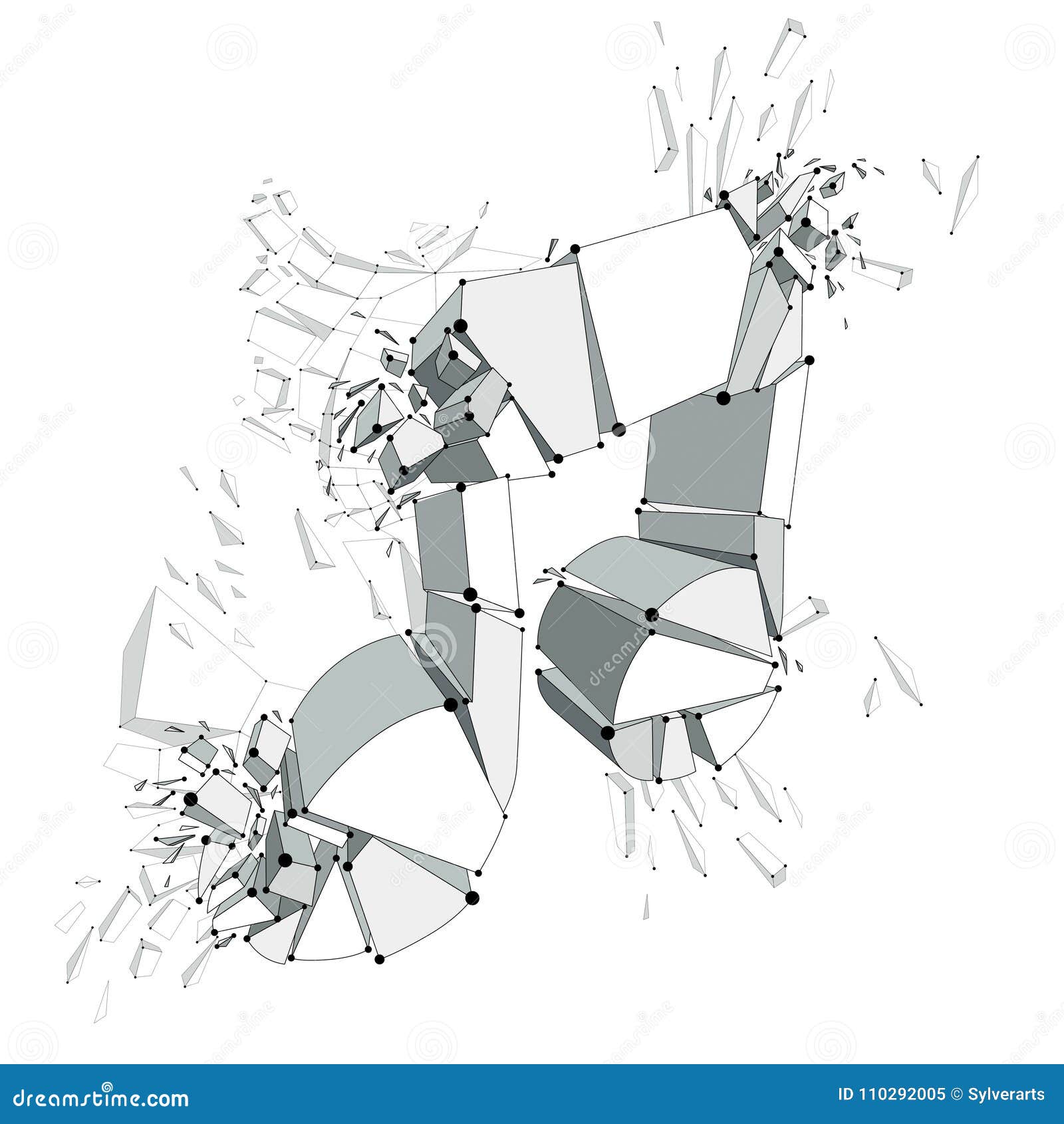 Musical Note Exploding To Pieces, Vector 3d Realistic Illustration ...