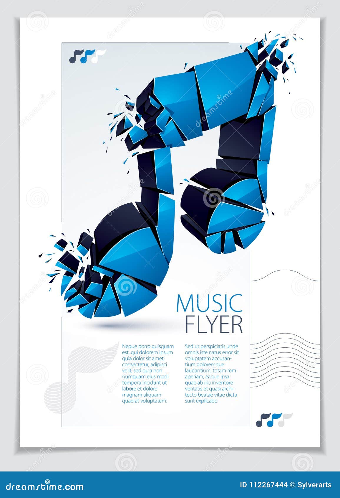 Musical Note Exploding To Pieces, Vector 3d Realistic Illustration ...