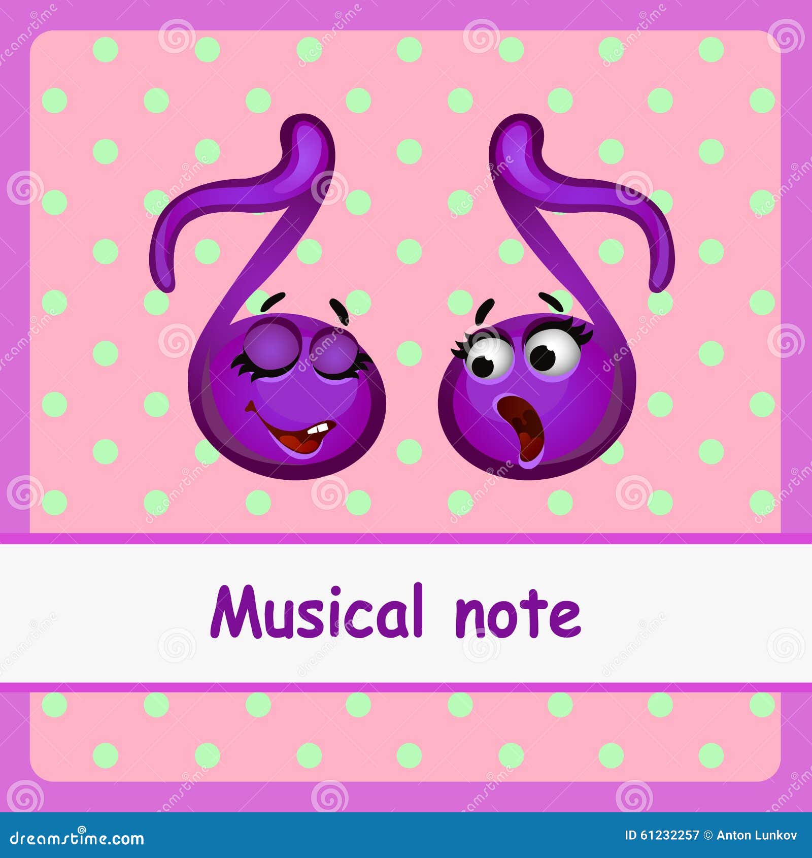 Musical Note, Funny Characters on a Pink Stock Vector - Illustration of ...