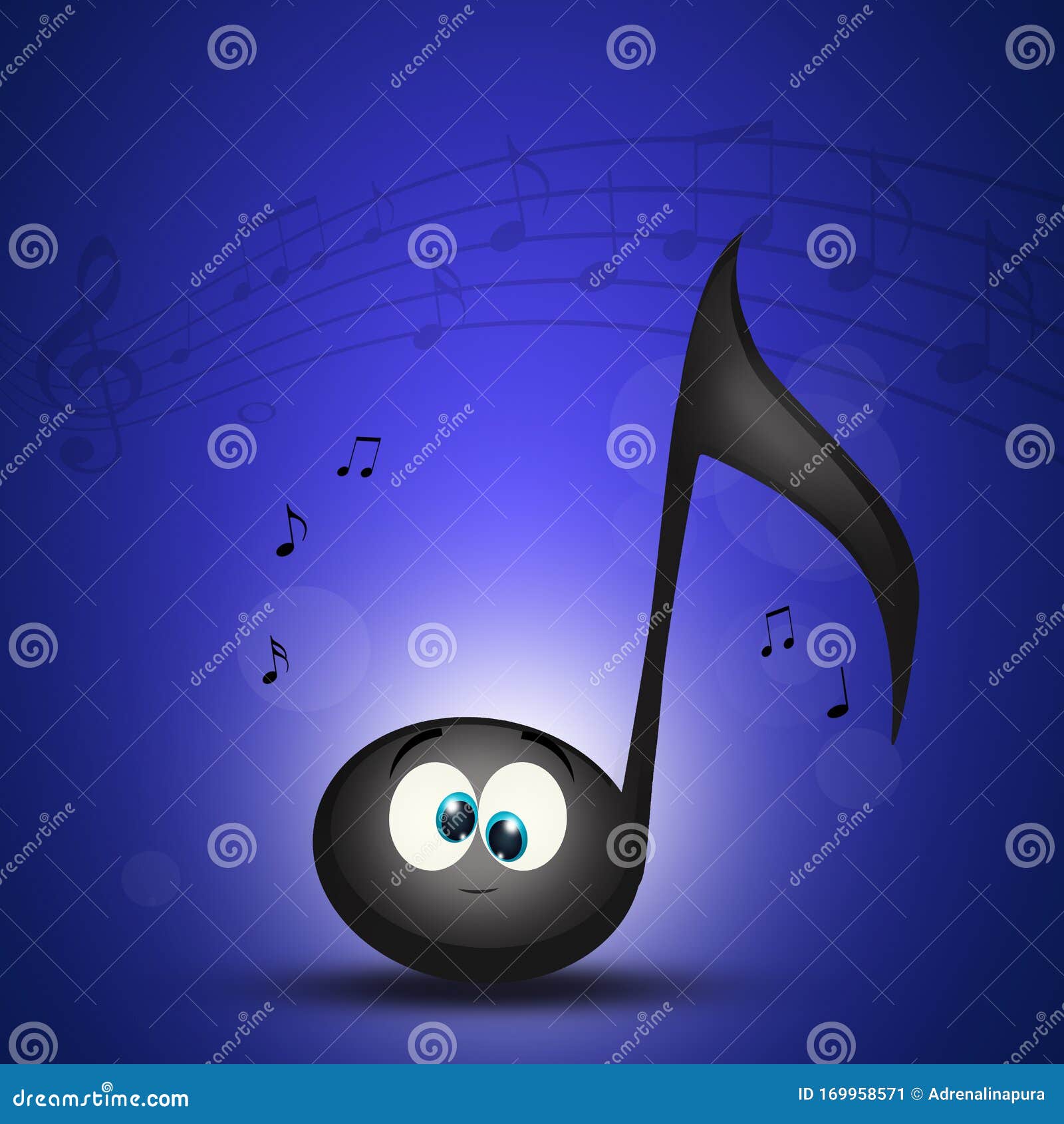 Musical Note with Funny Face Stock Illustration - Illustration of ...
