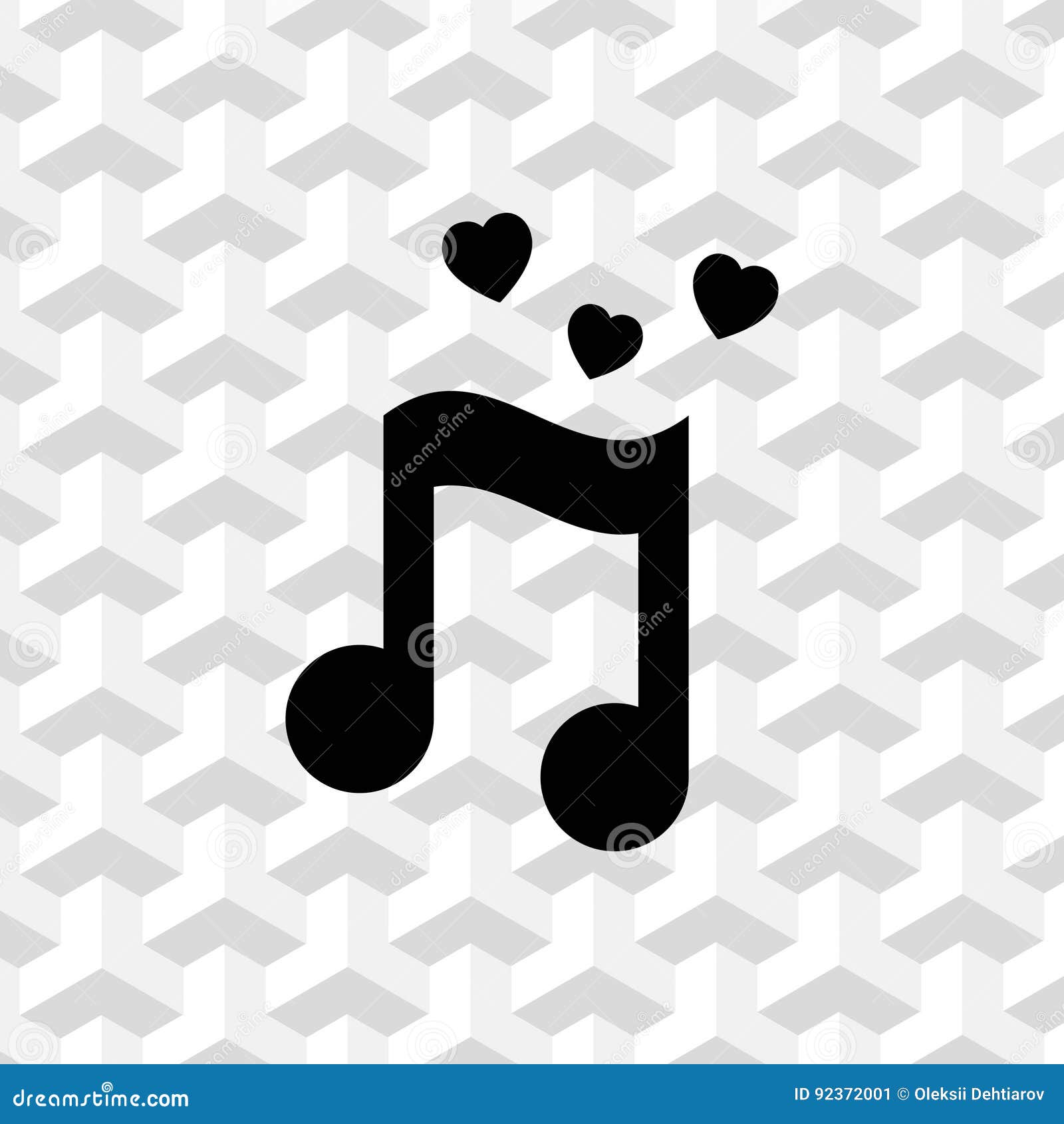 Musical Note with Hearts Icon Stock Vector Illustration Flat Design ...