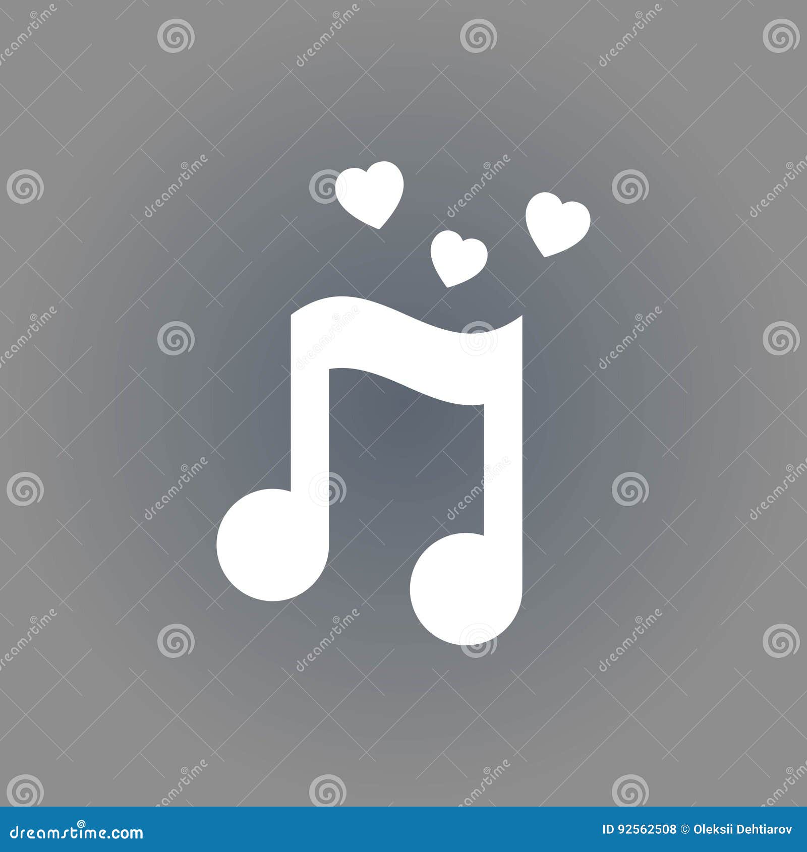 Musical Note with Hearts Icon Stock Vector Illustration Flat Design ...