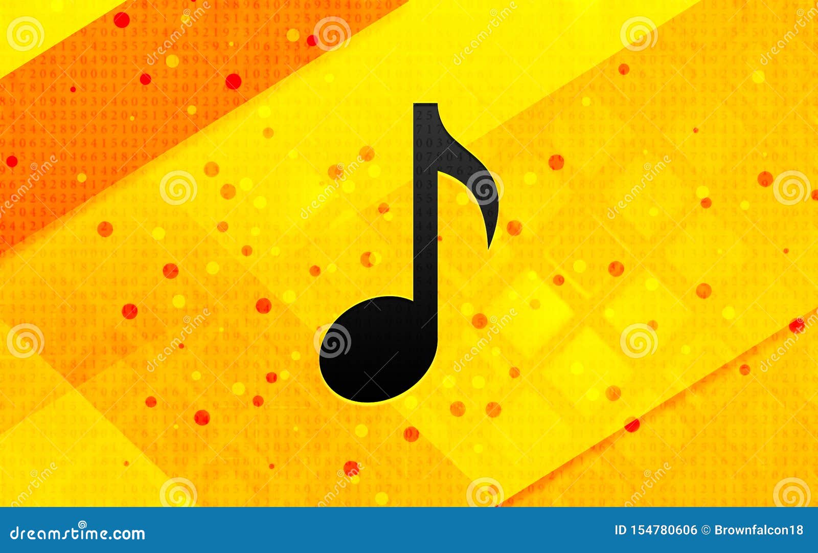 Musical Note Icon Abstract Digital Banner Yellow Background Stock ...