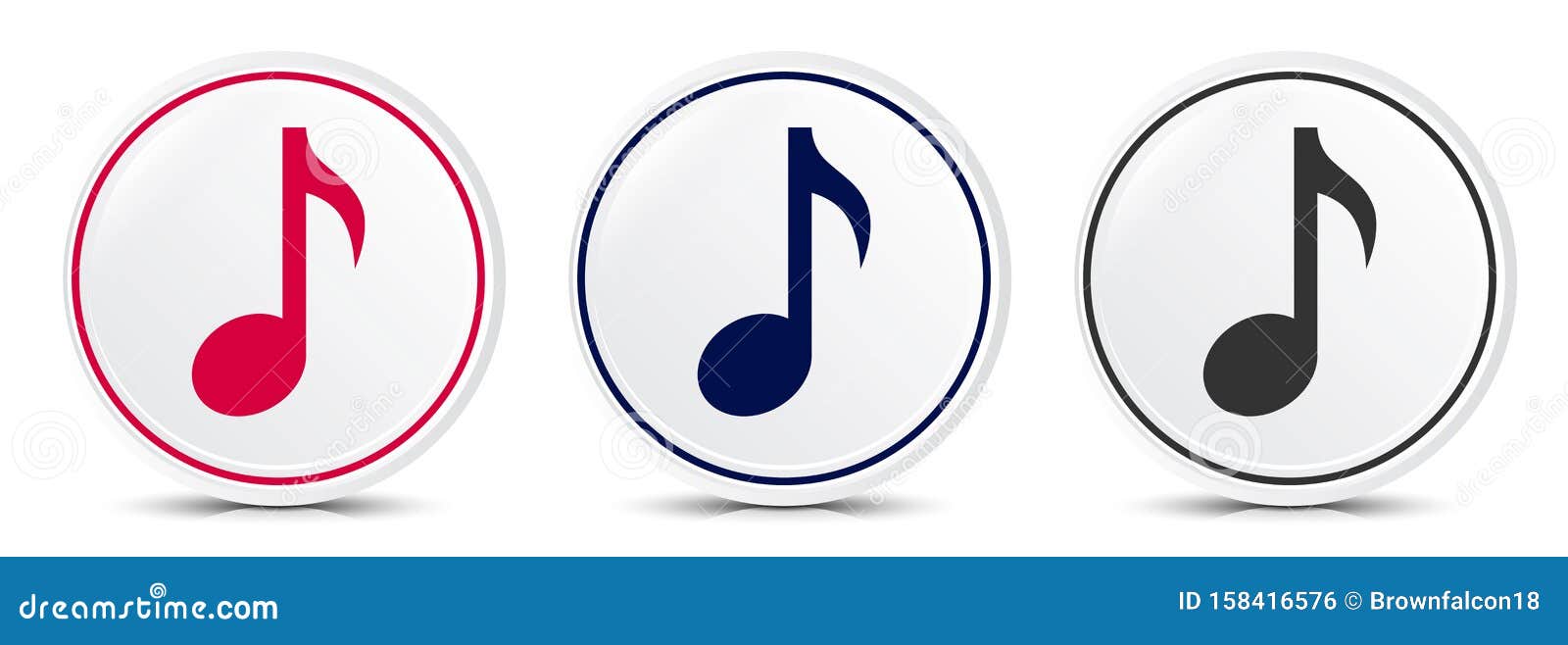 Musical Note Icon Crystal Flat Round Button Set Illustration Design ...