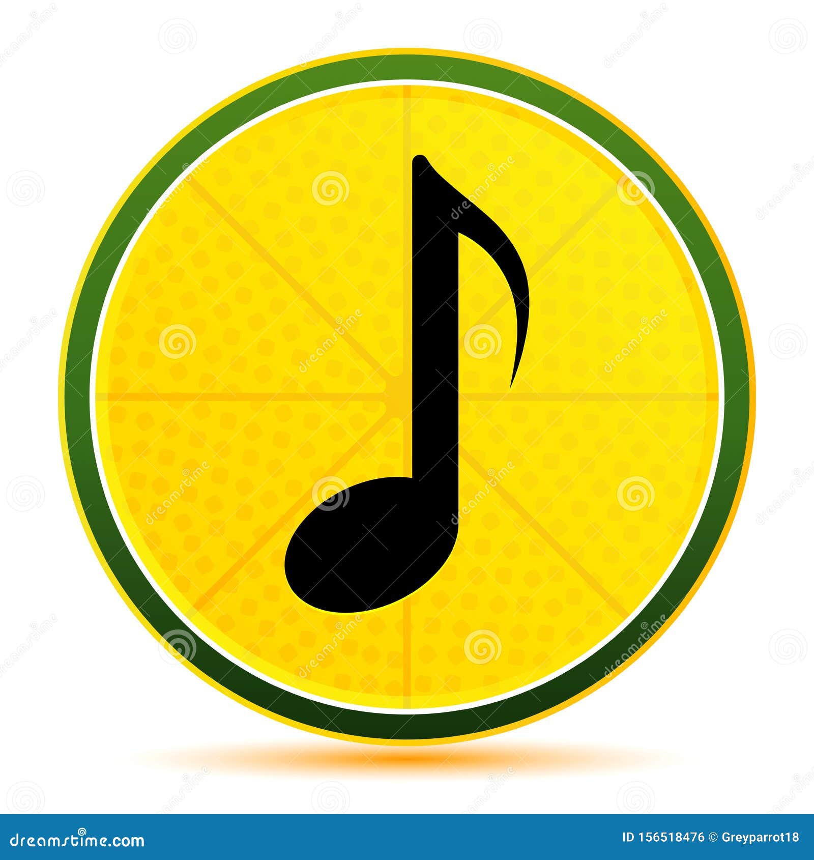 Musical Note Icon Lemon Lime Yellow Round Button Illustration Stock ...