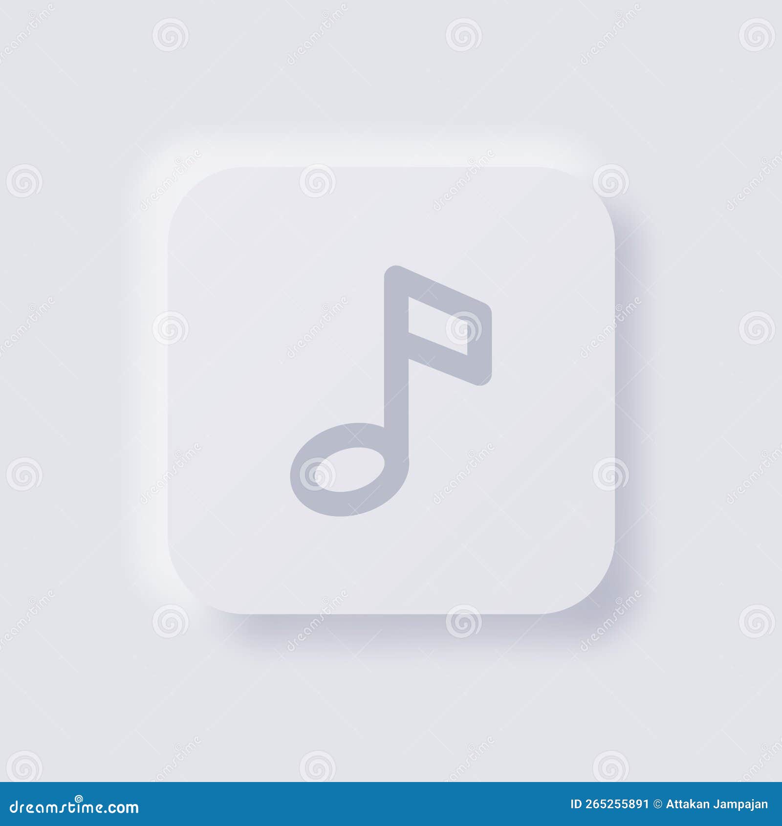 Musical Note Icon, White Neumorphism Soft UI Design for Web Design ...