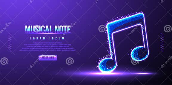 Musical Note, Instrument Low Poly Wireframe Mesh Vector Illustration ...