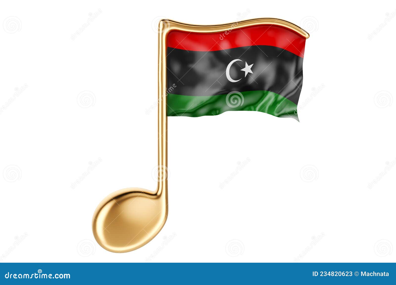 Musical Note with Libyan Flag. Music in Libya, Concept Stock ...