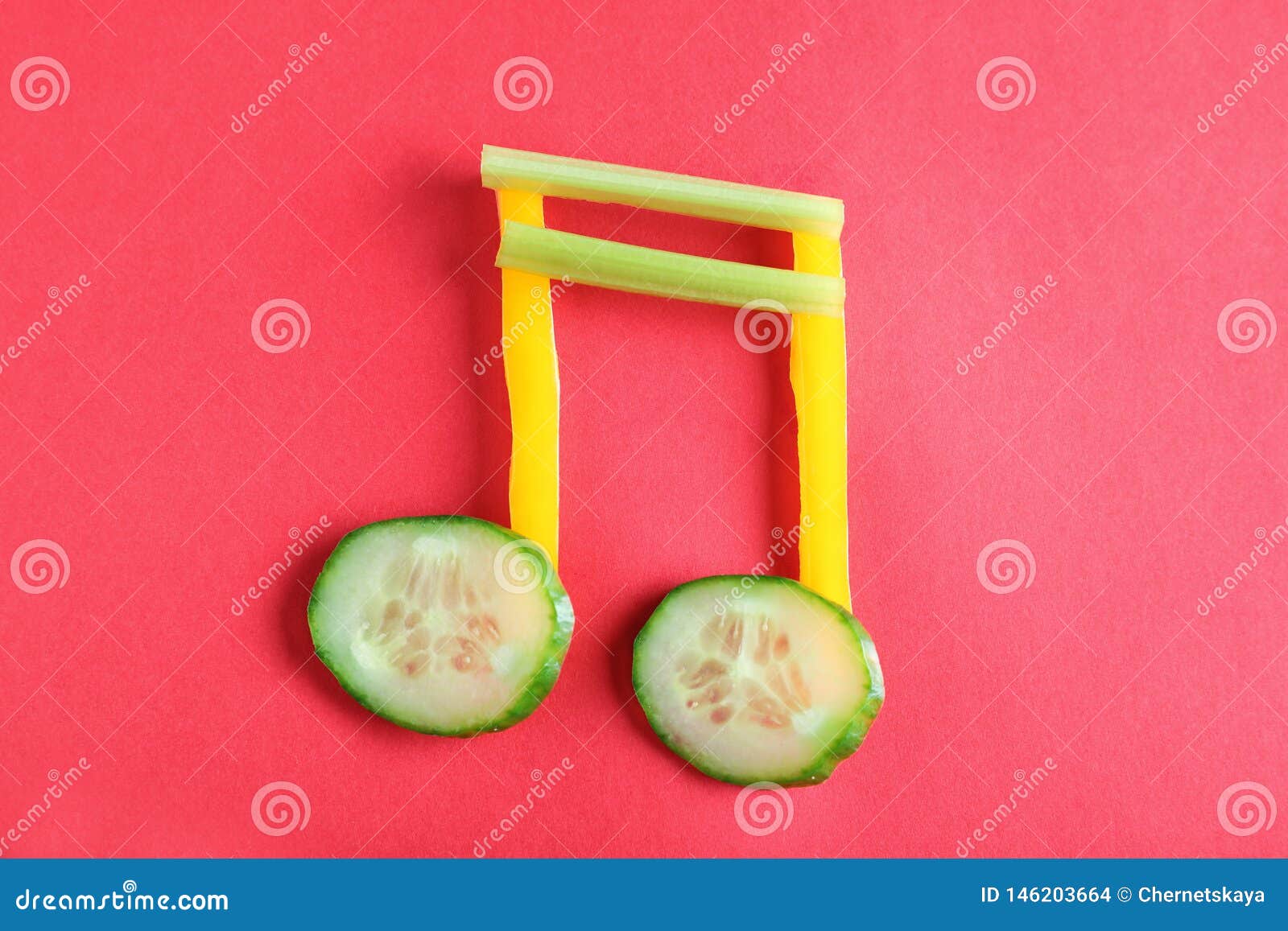 Musical Note Made of Vegetables on Color Background Stock Photo - Image ...