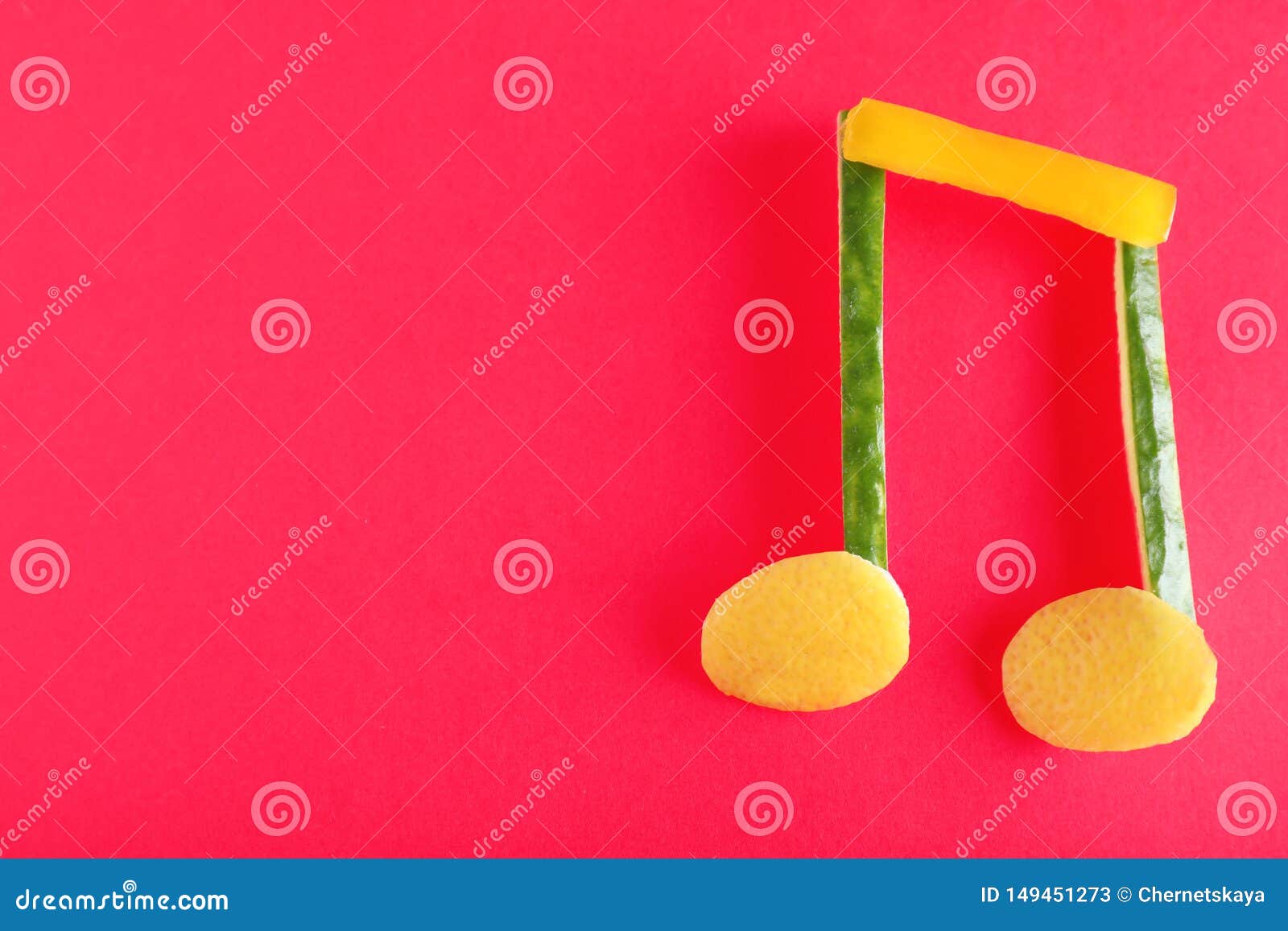 Musical Note Made of Vegetables and Fruits on Color Background, Top ...