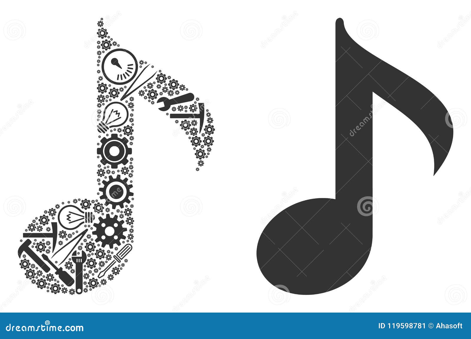 Musical Note Mosaic of Repair Tools Stock Vector - Illustration of ...