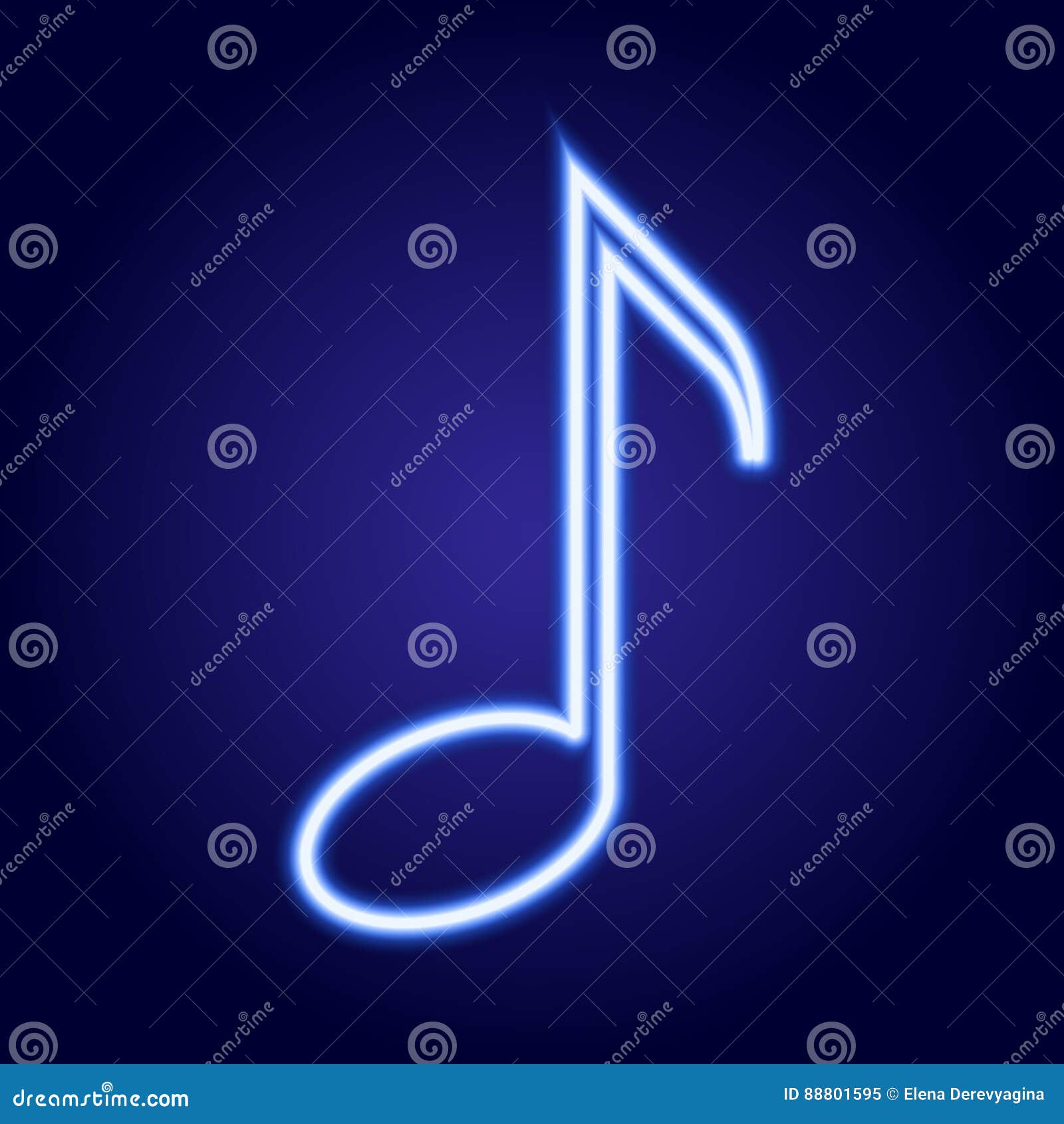 Musical Note Neon Blue Glowing of Illustration Stock Illustration ...