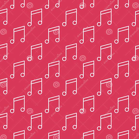 Musical Note Red Seamless Pattern - Vector Music Background Stock ...
