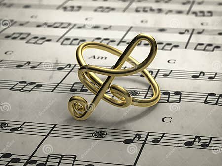 Musical Note Ring with Score in Background Stock Illustration ...