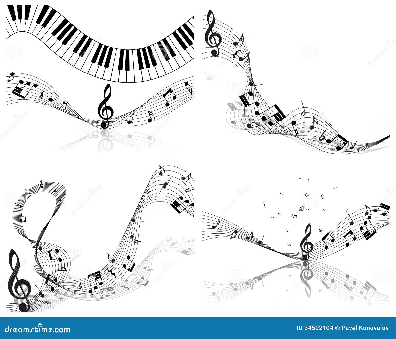 Musical note staff set stock vector. Illustration of beautiful - 34592104