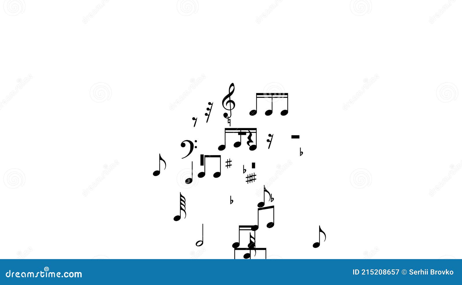 Musical Note Streaming Up in Melody with Composer. Musical Notes Flying ...