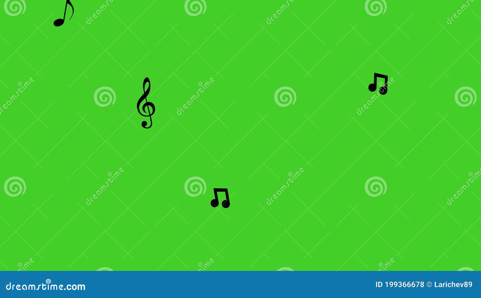 Musical Note Streaming Up in Melody. Green Screen Stock Illustration ...