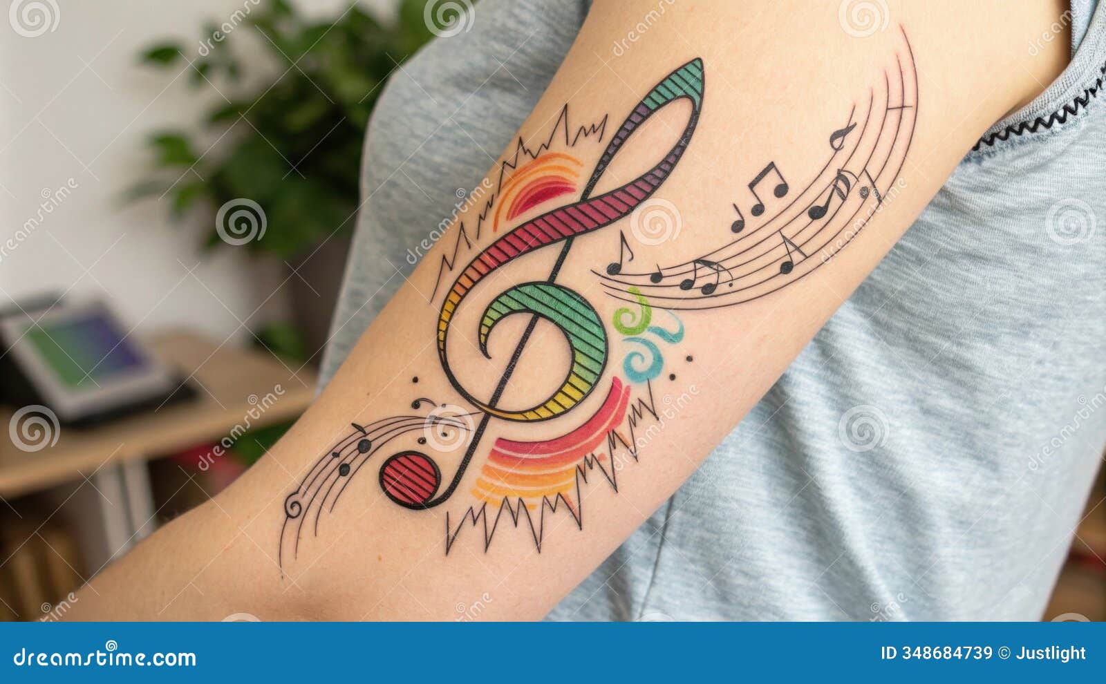 A Musical Note Tattoo that Plays Melodic Sounds and Visualizes Waves of ...