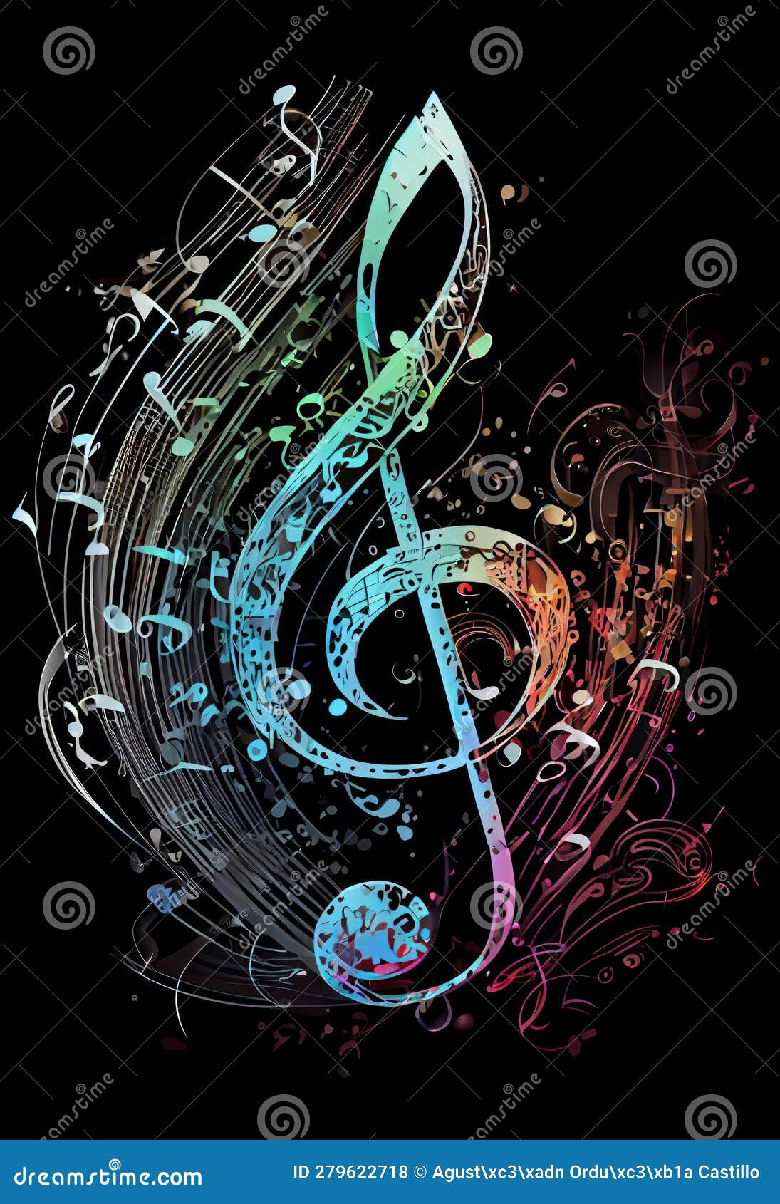 Musical Note in Vibrant Color. Generative AI. Stock Illustration ...