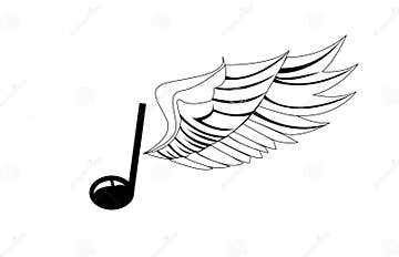 Musical note with wing stock vector. Illustration of classic - 136564767