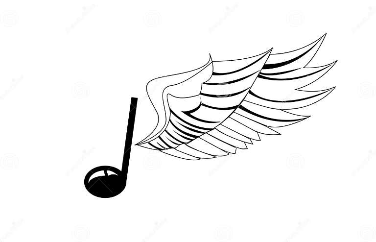 Musical note with wing stock vector. Illustration of classic - 136564767