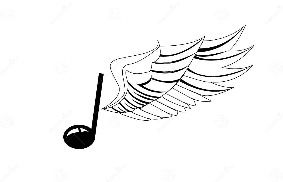 Musical note with wing stock vector. Illustration of classic - 136564767