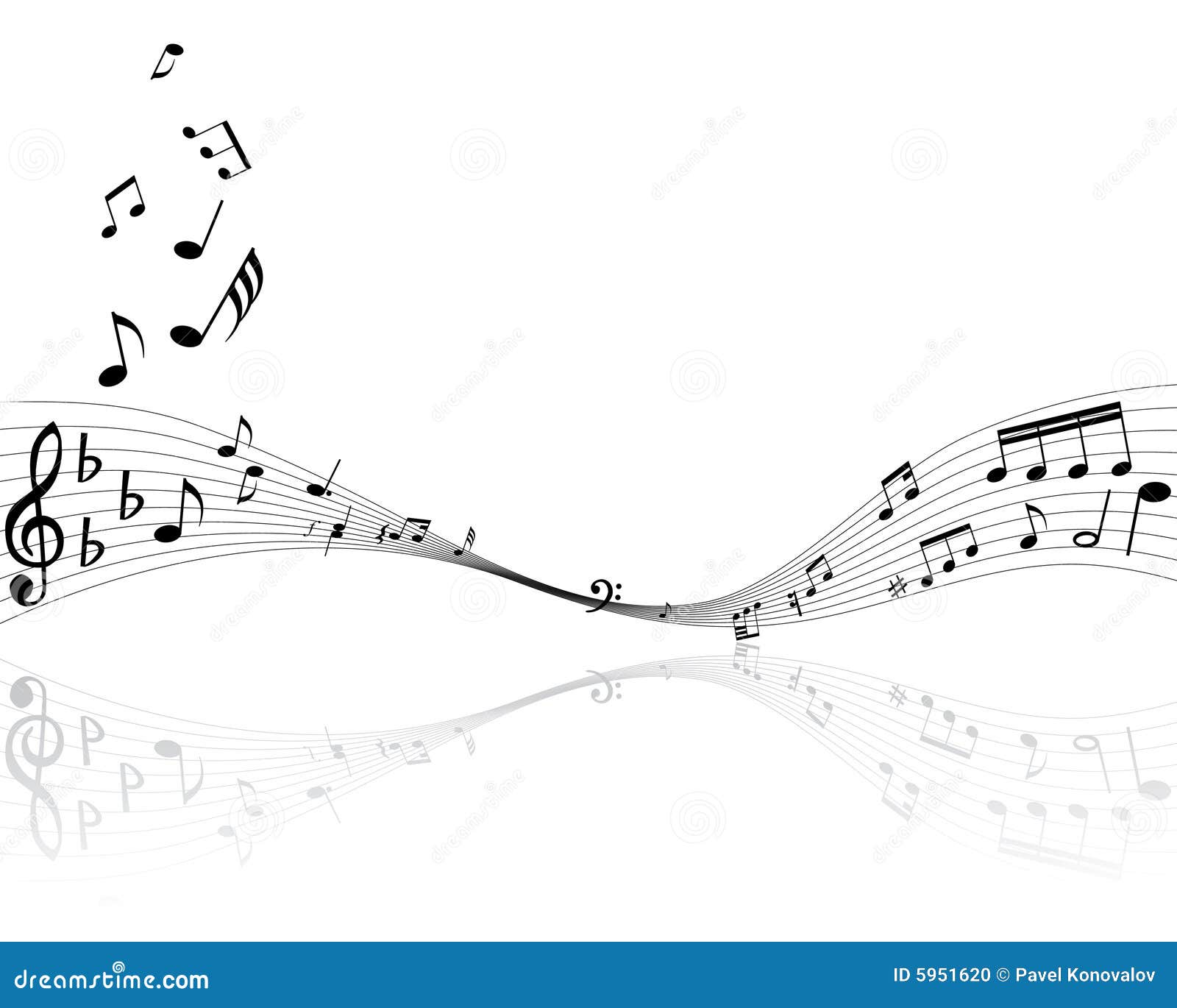 Background Of Musical Notes Falling Like Rain. Silhouette Girl ...