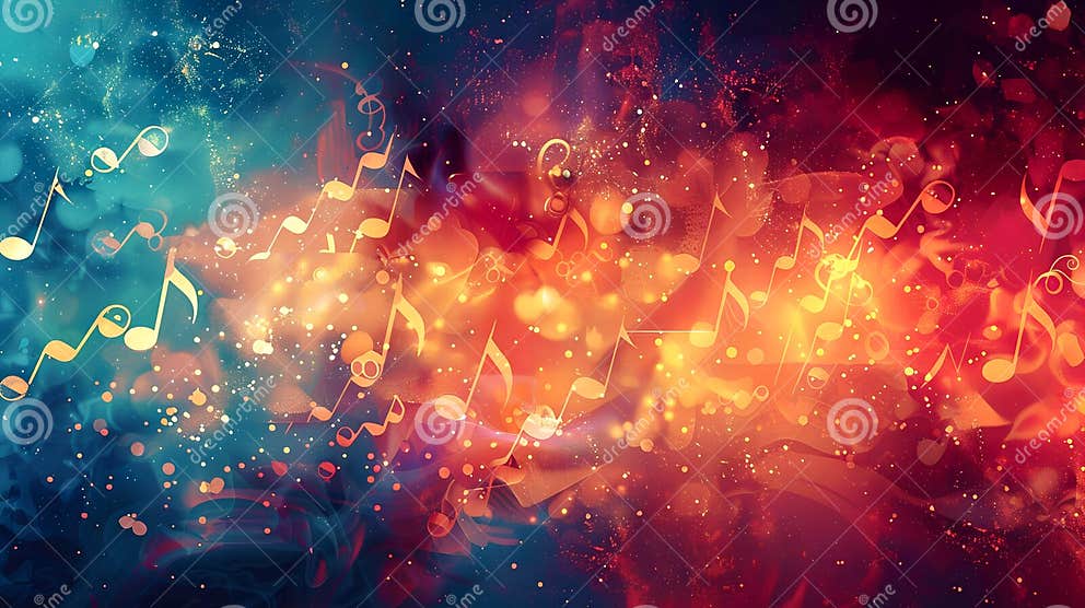Musical Notes in the Air Abstract Background Stock Image - Image of ...