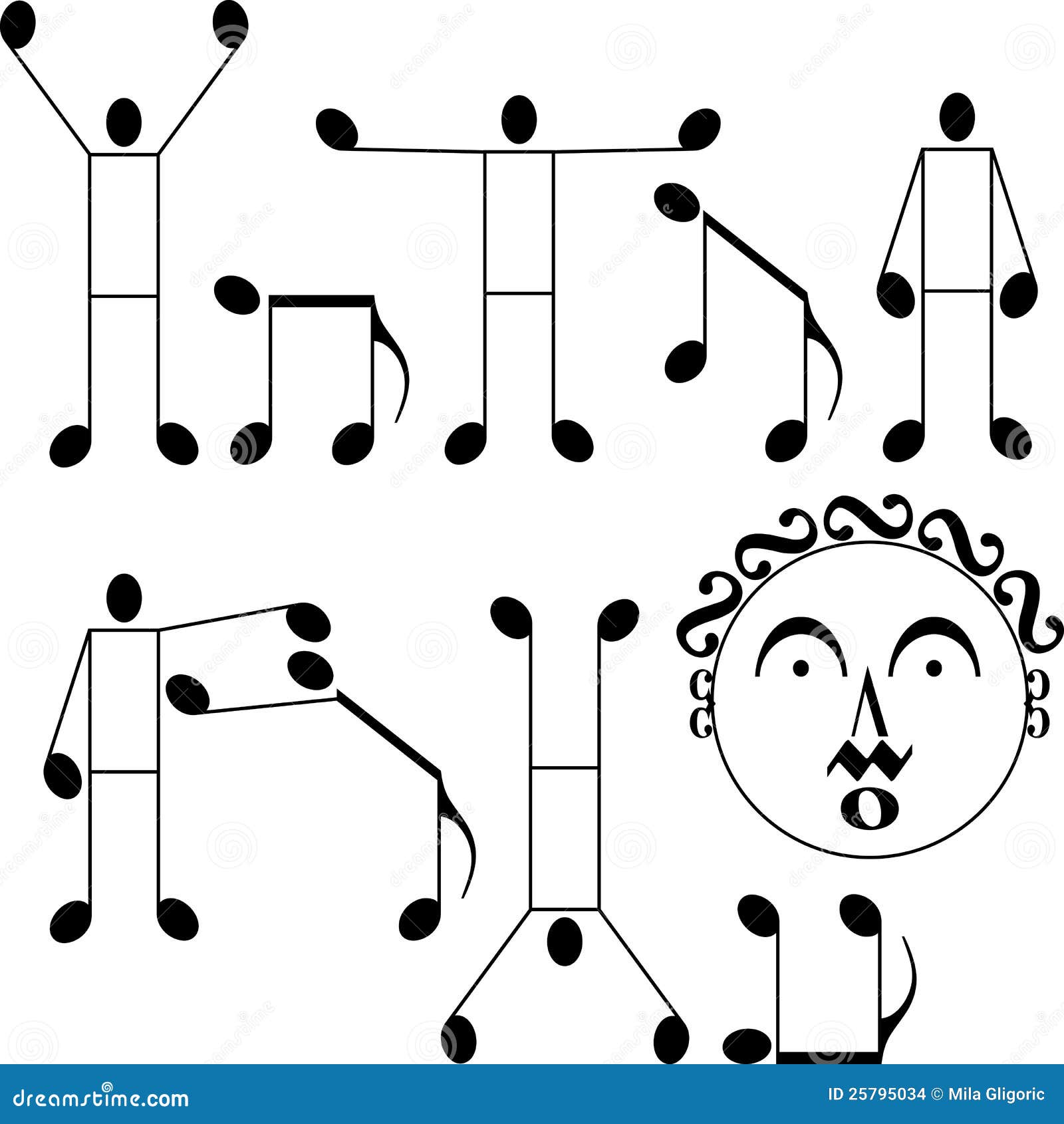 Musical Notes As a Man and Dog Stock Vector - Illustration of music ...