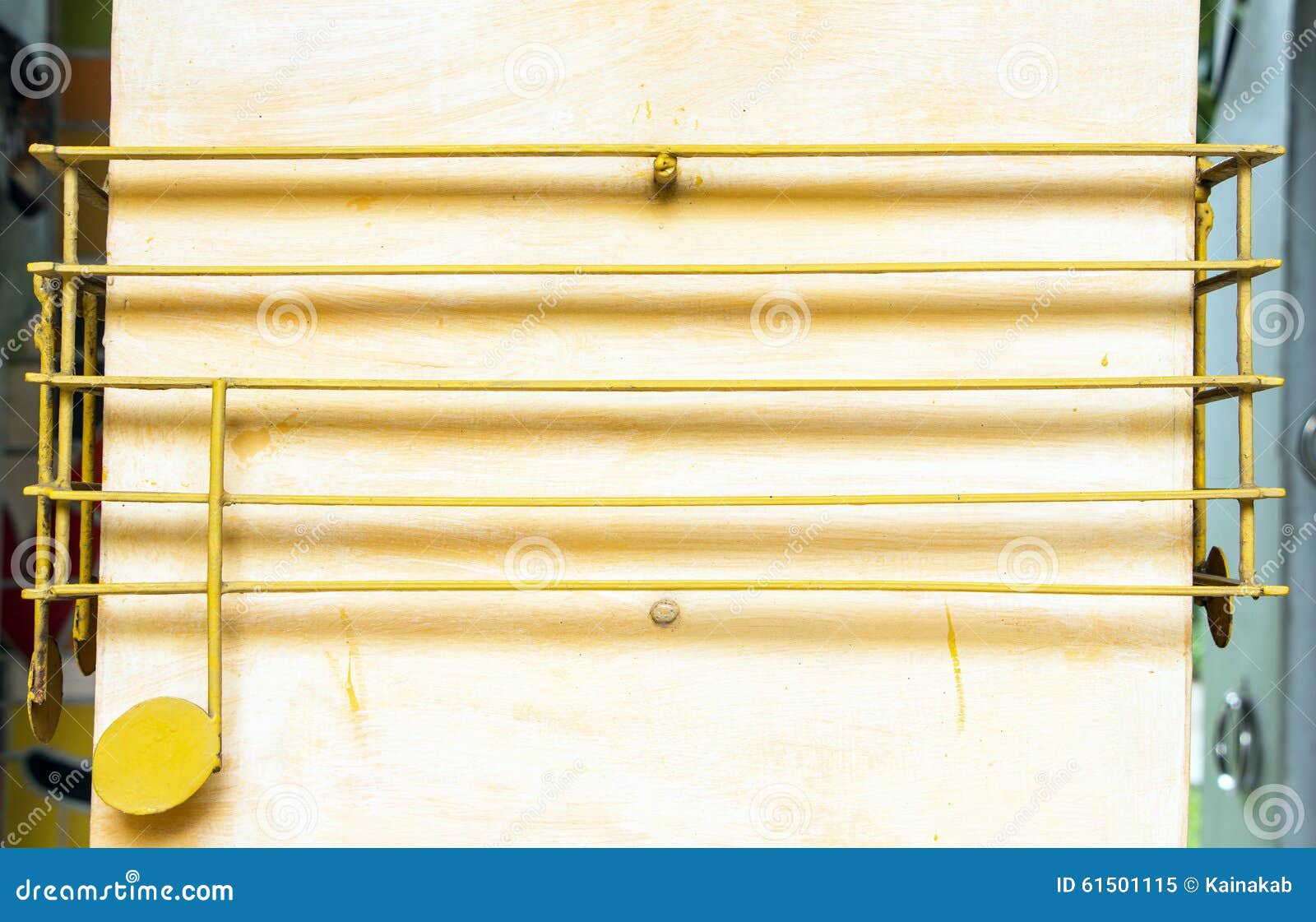 The Musical Notes Attached To Vertical Steel Columns. Stock Image ...