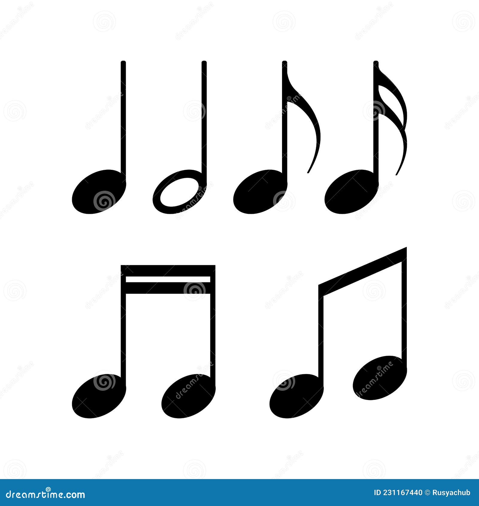 Musical Note in Black on a White Background. Stock Vector ...
