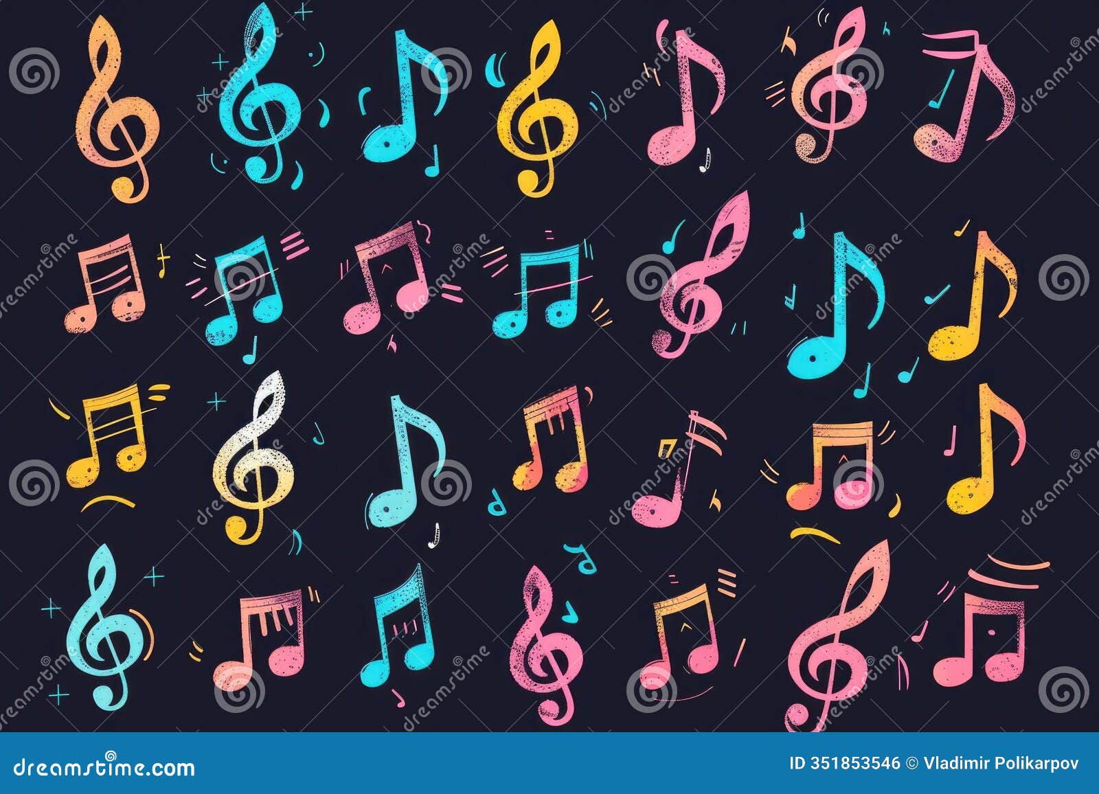 Musical Notes on Black Background, Suitable for Music-related Projects ...