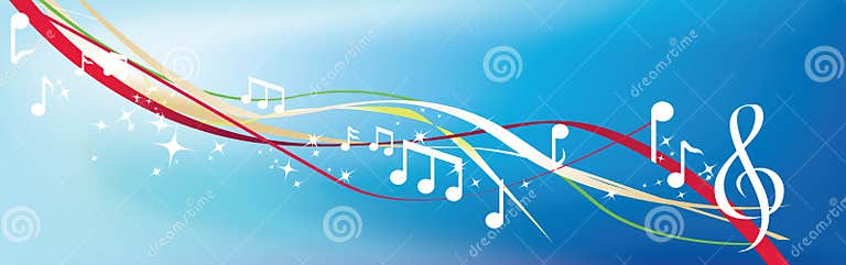Musical notes on blue stock vector. Illustration of stave - 9961391