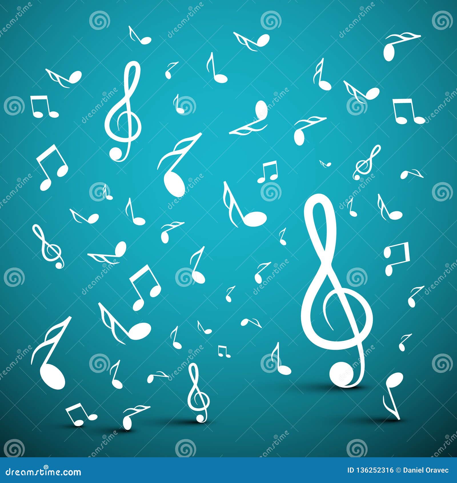 Musical Notes on Blue Background Stock Vector - Illustration of sign ...