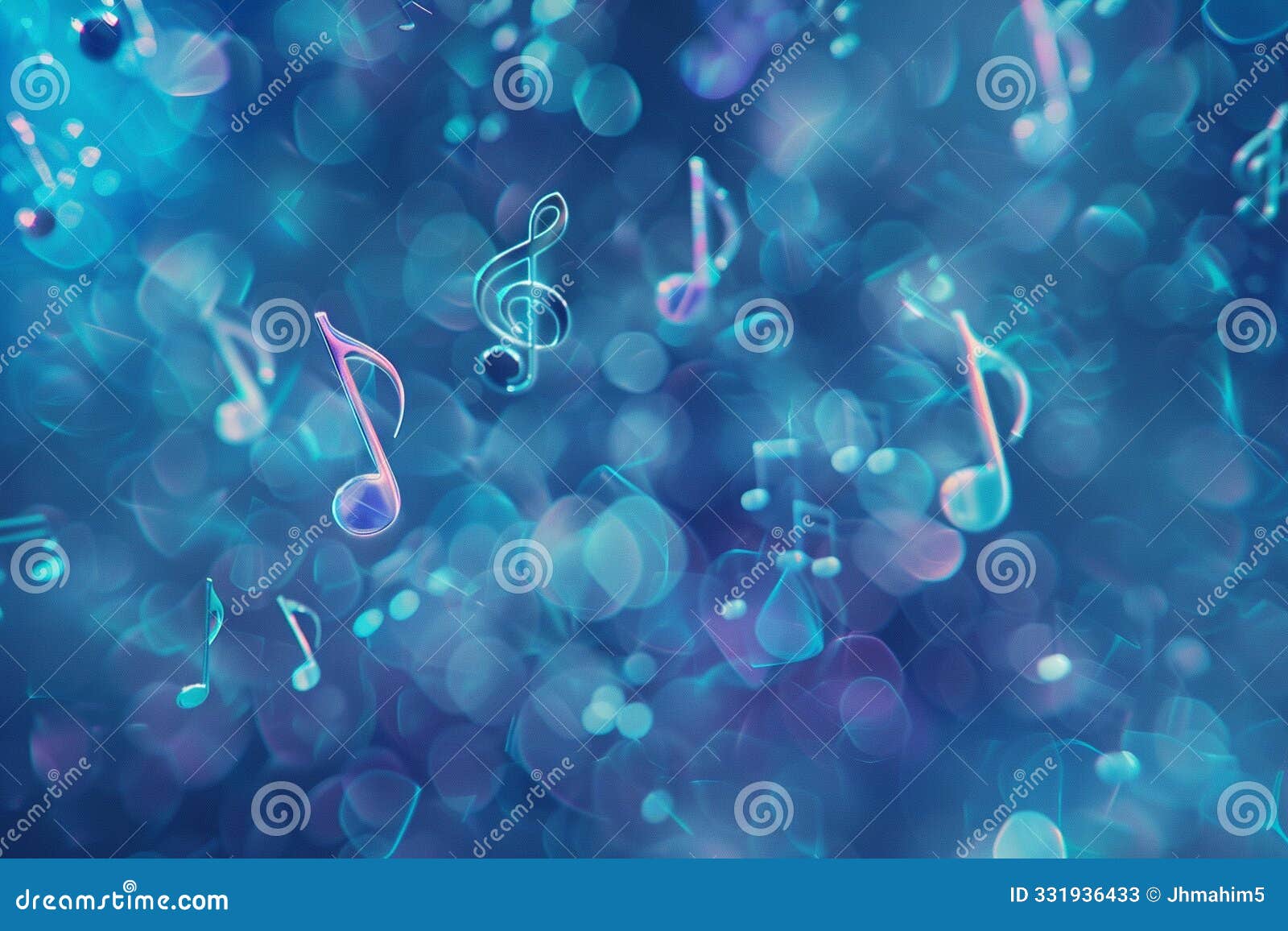 Musical Notes in Blue stock illustration. Illustration of background ...