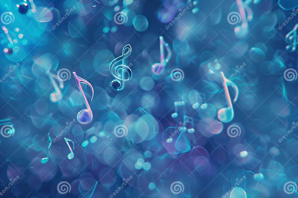 Musical Notes in Blue stock illustration. Illustration of background ...