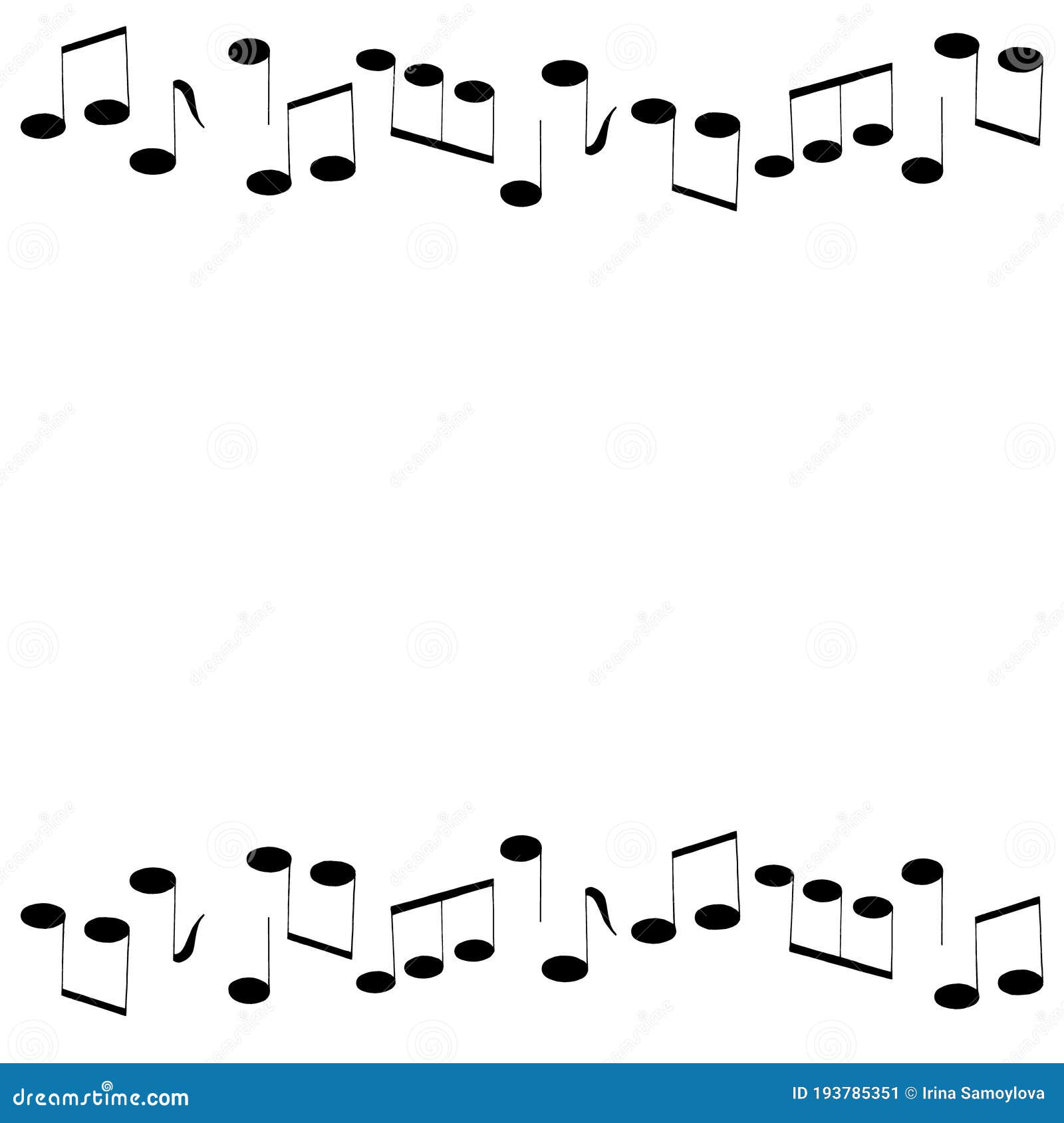 Musical Notes Border Frame Hand Drawn in Doodle Style. , Scandinavian ...