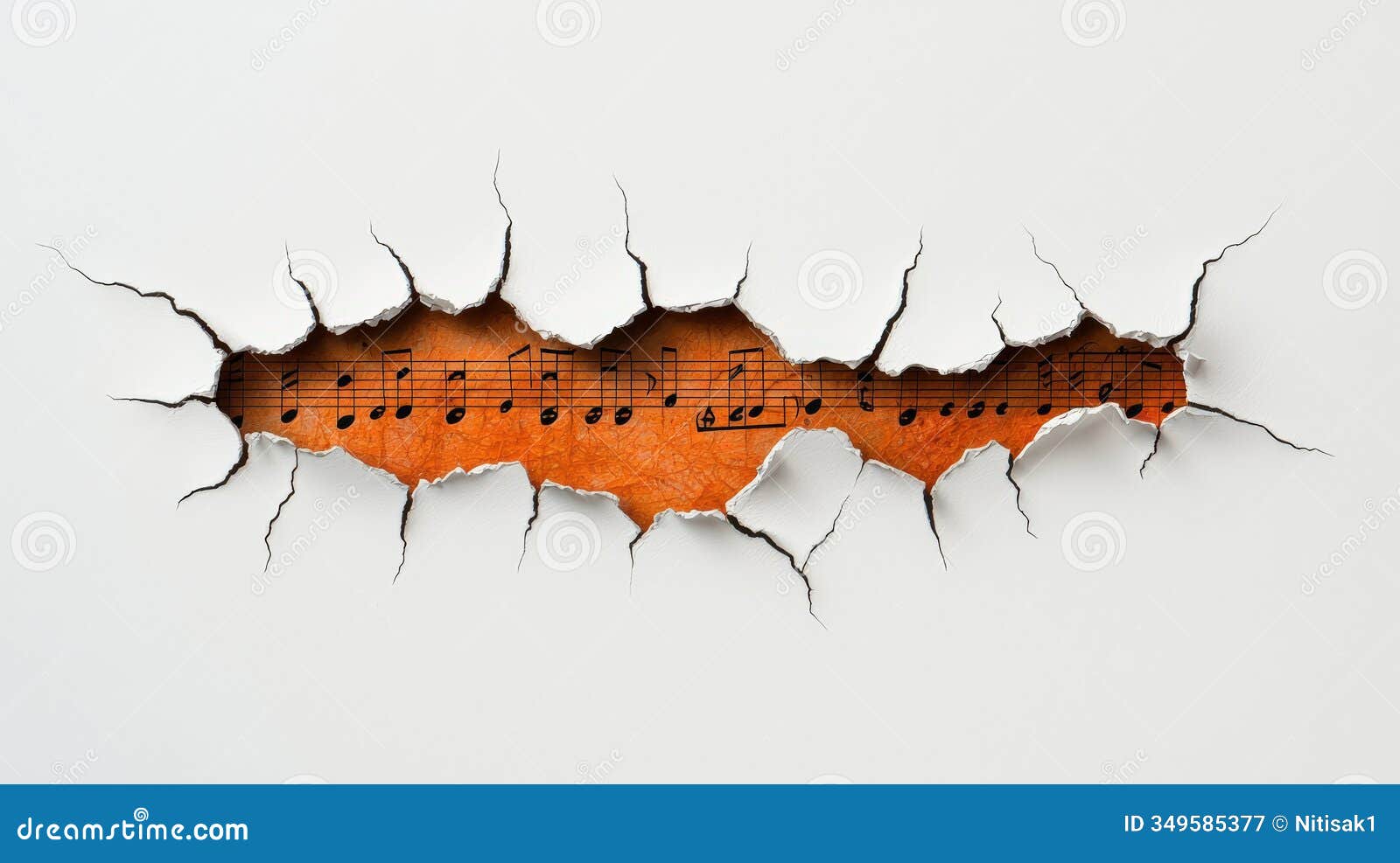 Musical Notes Breaking through a Cracked Wall Creating an Artistic ...