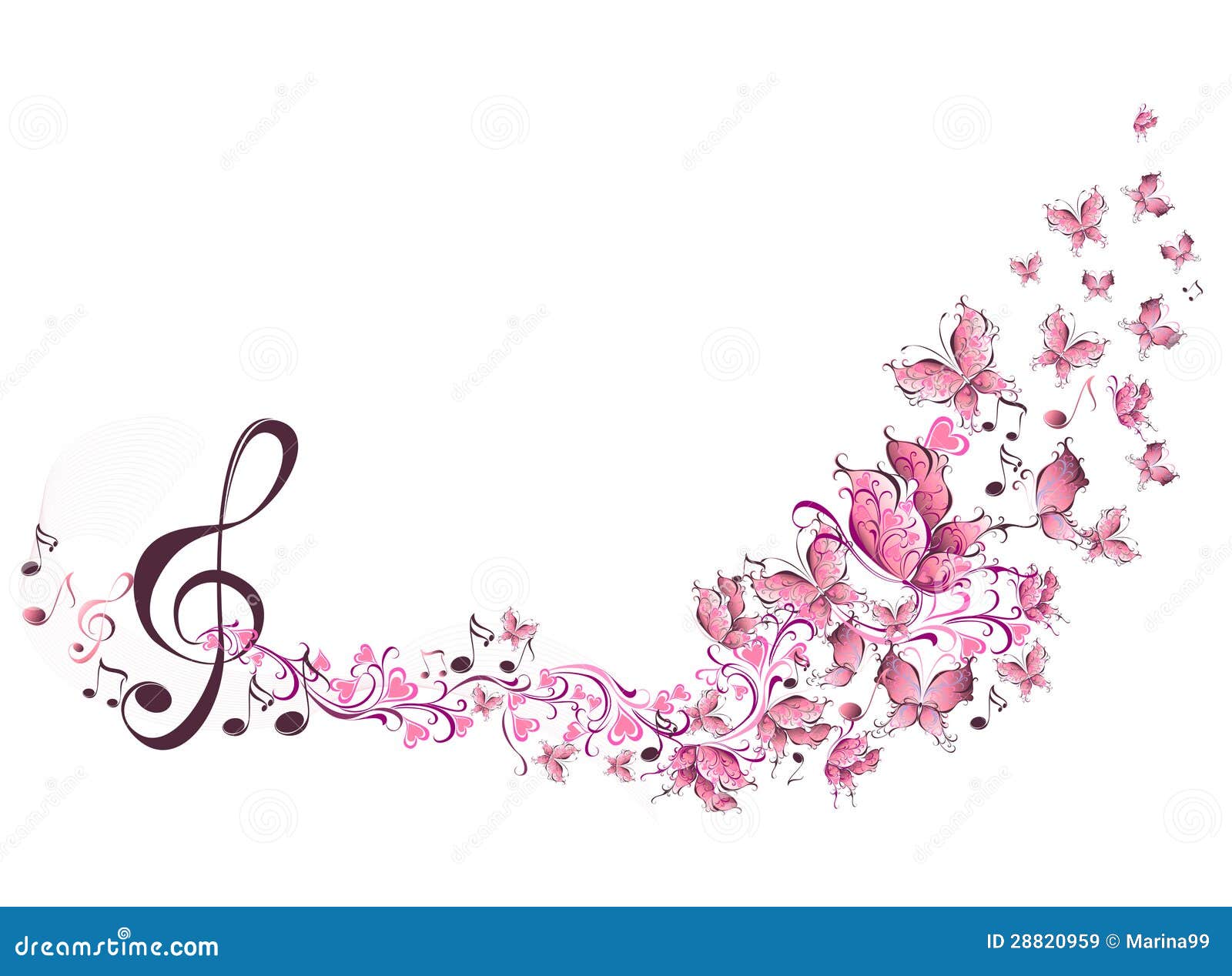 Musical Notes With Butterflies Royalty Free Stock Images - Image: 28820959