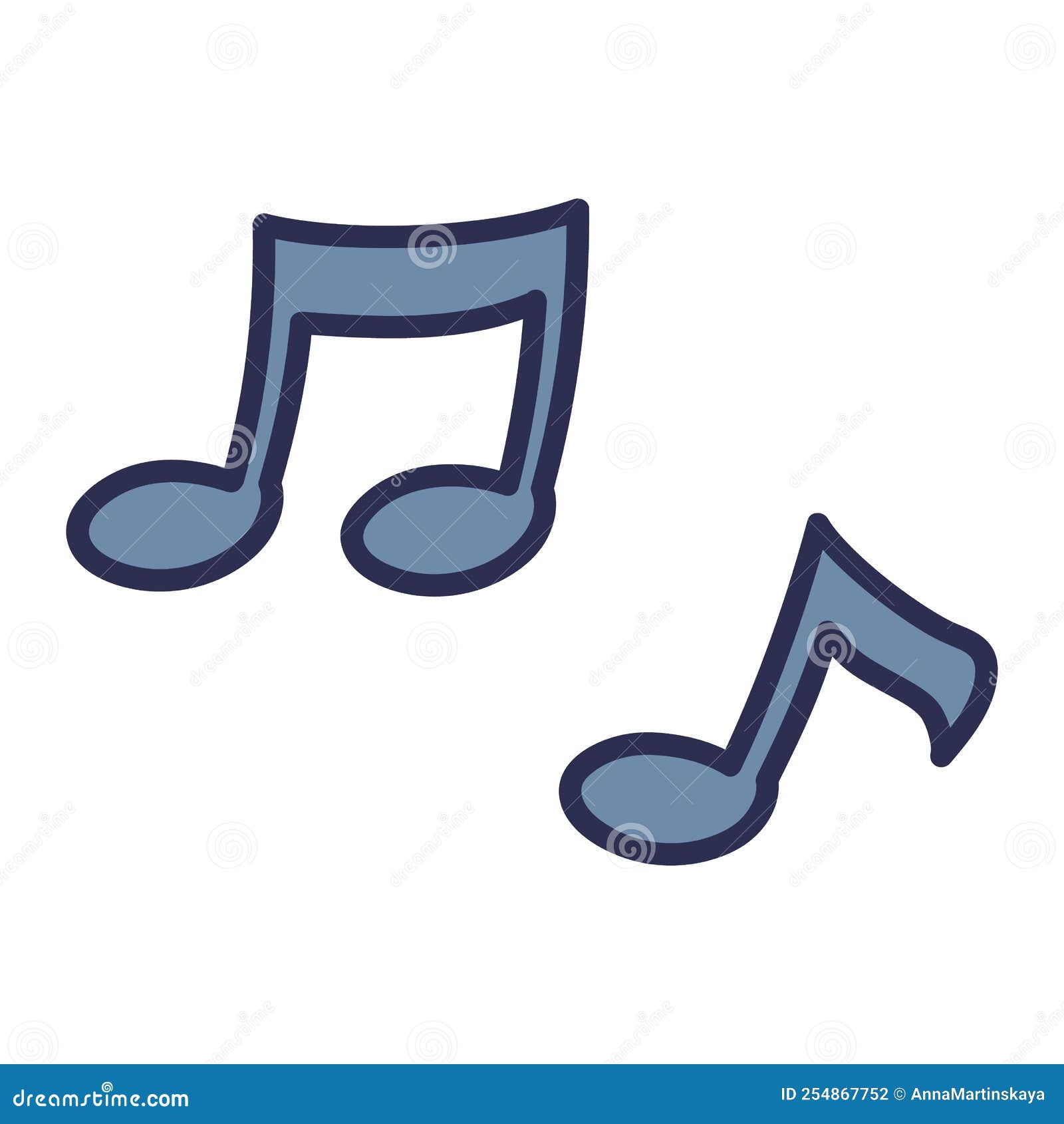 Musical Notes in Cartoon Style. Hand Drawn Illustration Stock Vector ...