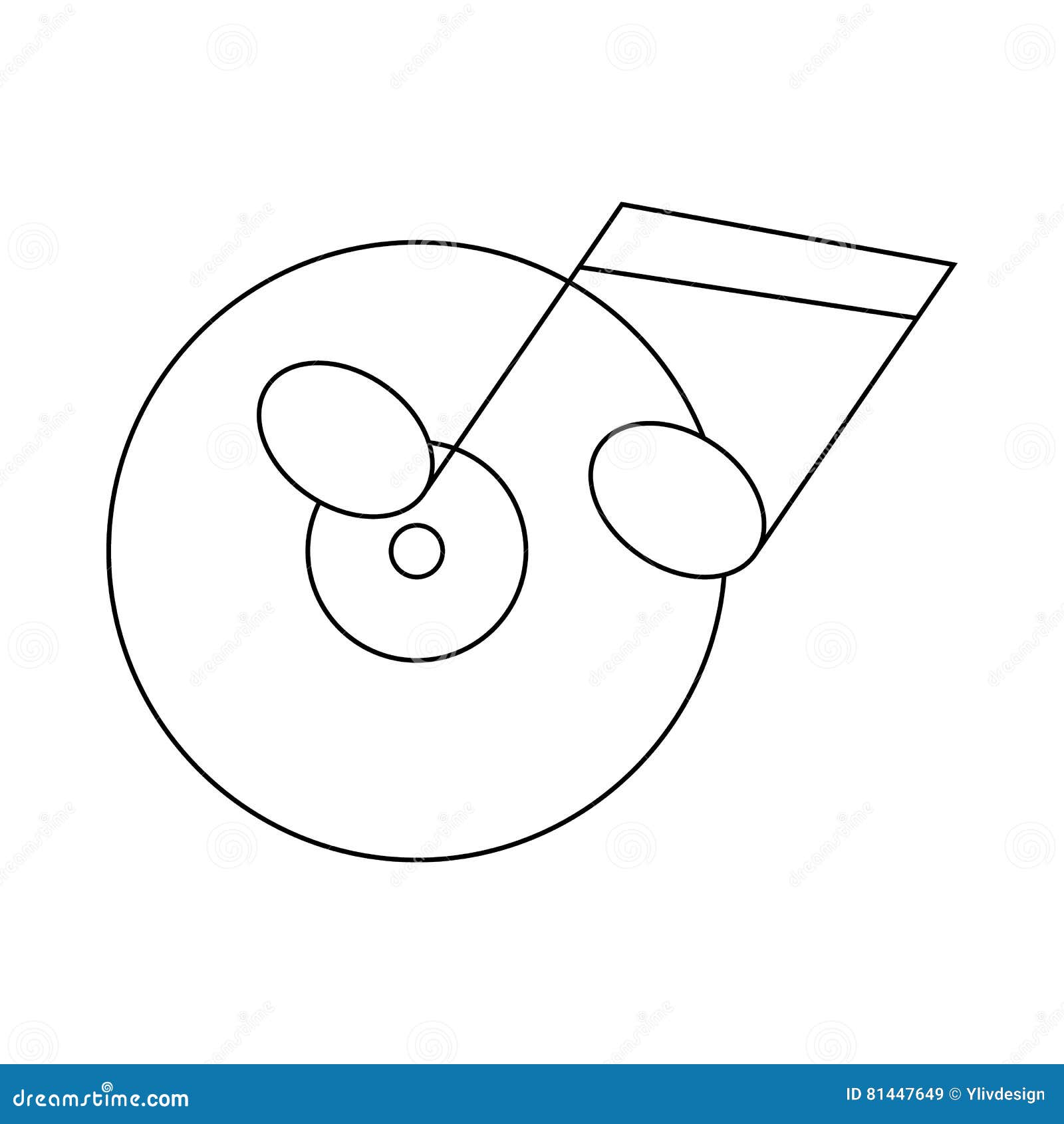 Musical Notes and Cd Disk Icon, Outline Style Stock Vector ...