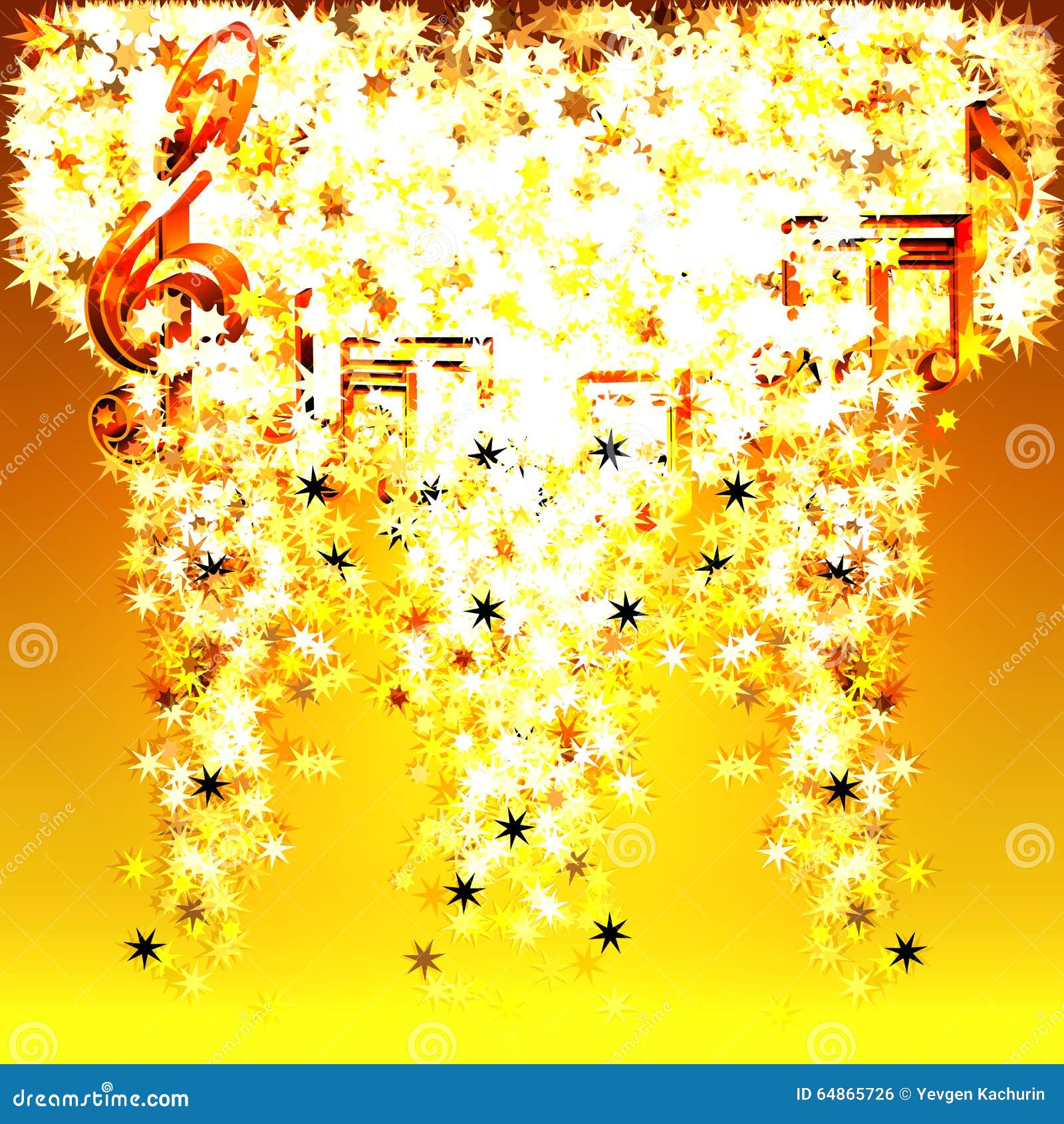 Musical Notes in a Cloud of Stars Stock Vector - Illustration of ...