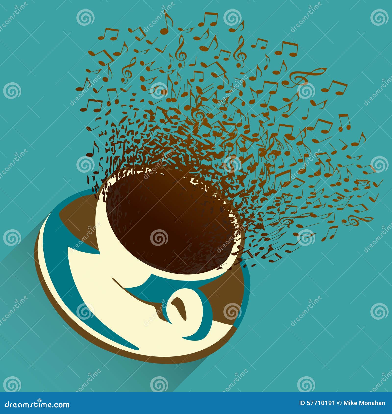 Musical Notes and Coffee stock vector. Illustration of breakfast - 57710191