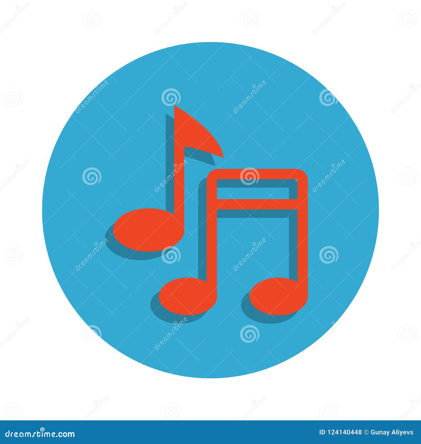 Musical Notes Colored in Blue Badge Icon. Element of School Icon for ...