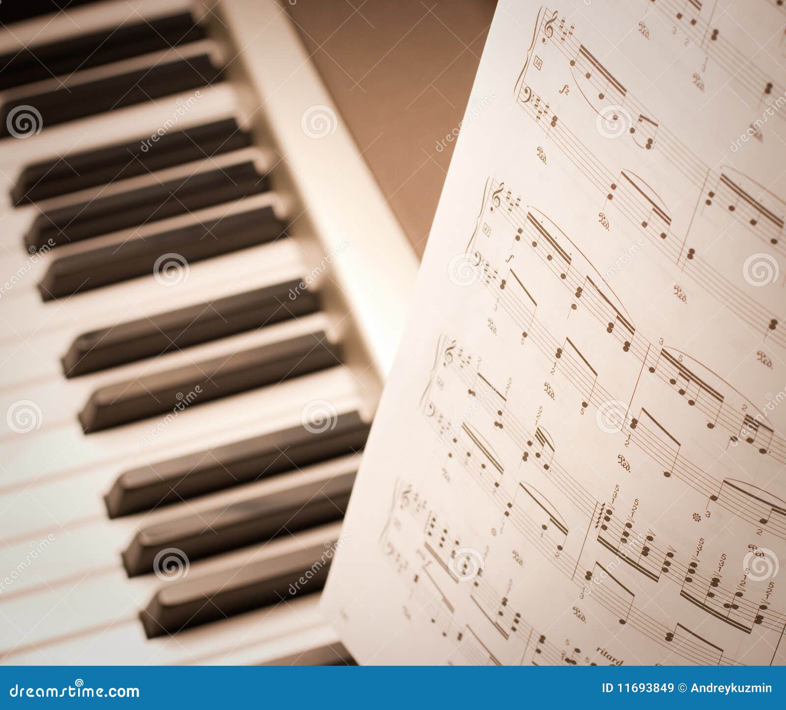 Musical Notes on Composer or Piano Stock Image - Image of computer ...