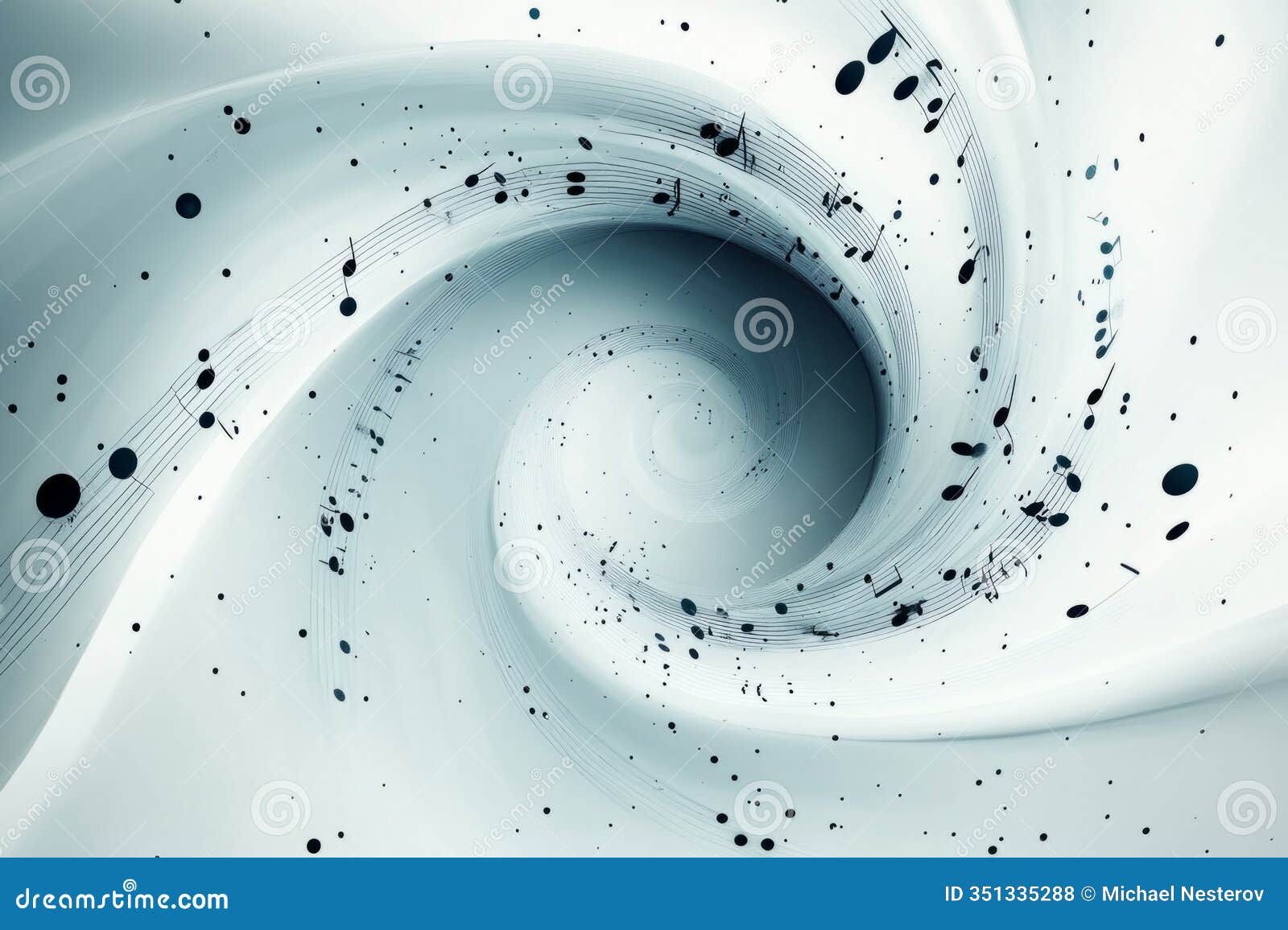 Musical Notes are Creating a Vortex in a Light Blue Background Stock ...