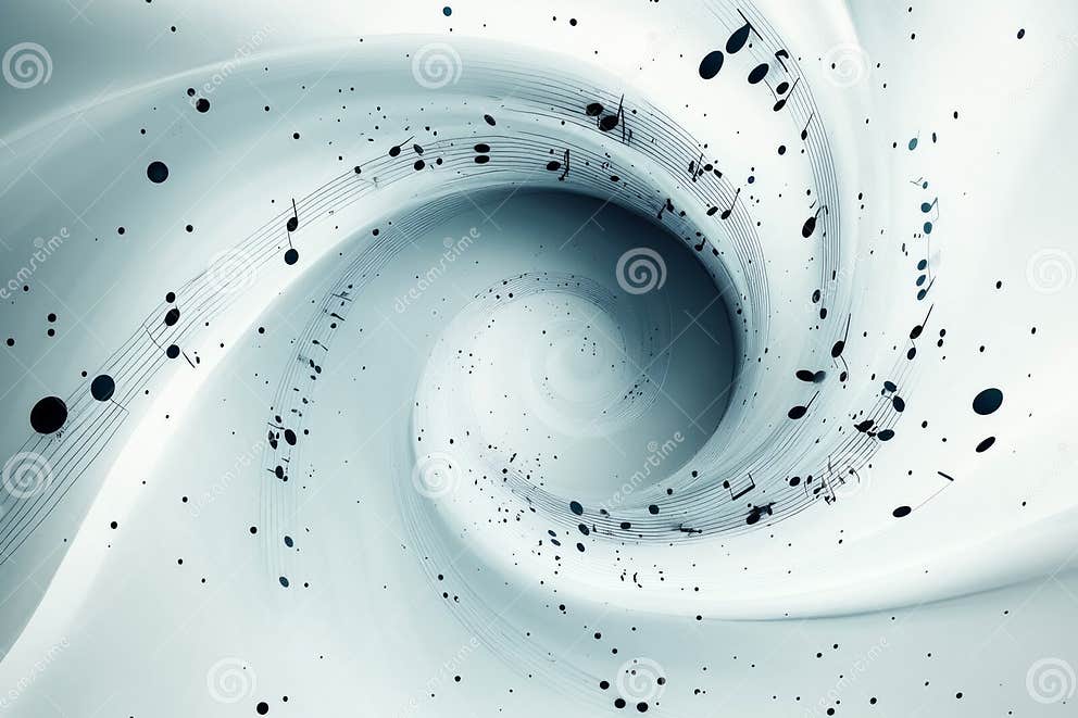 Musical Notes are Creating a Vortex in a Light Blue Background Stock ...