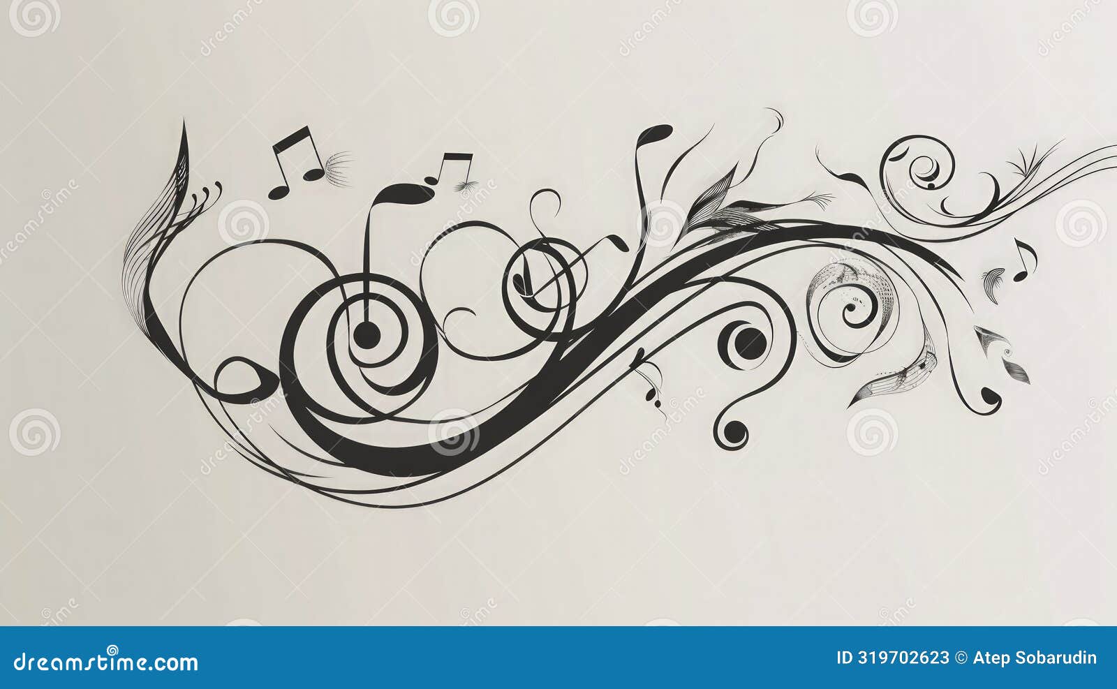 Musical Notes, with Curves and Swirls, Illustration. Generative Ai ...