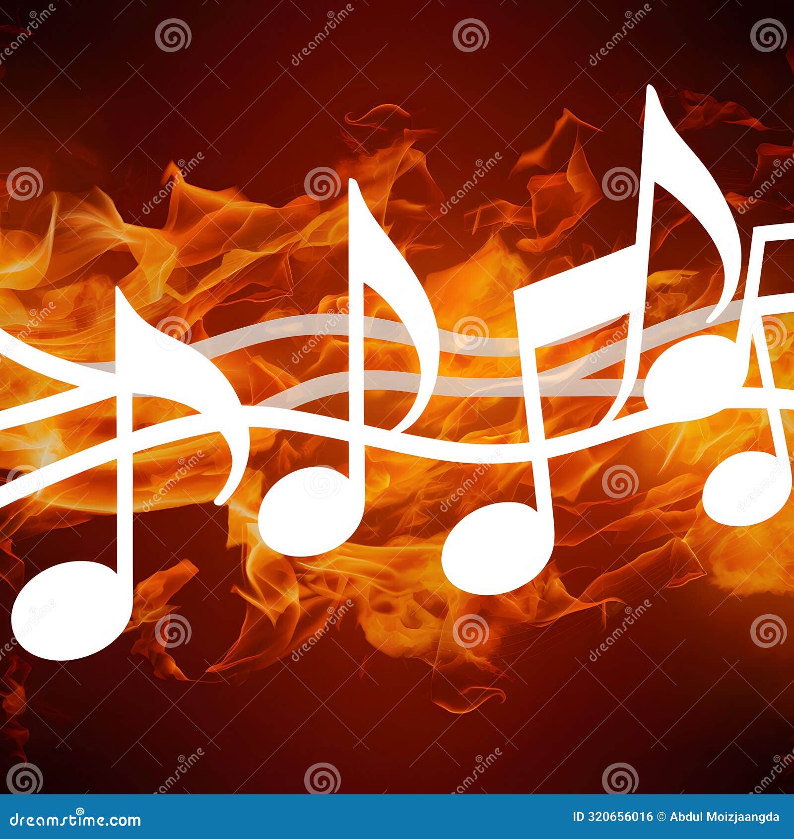 Musical Notes Dance on Fiery Background, Creating Rhythm and Movement ...