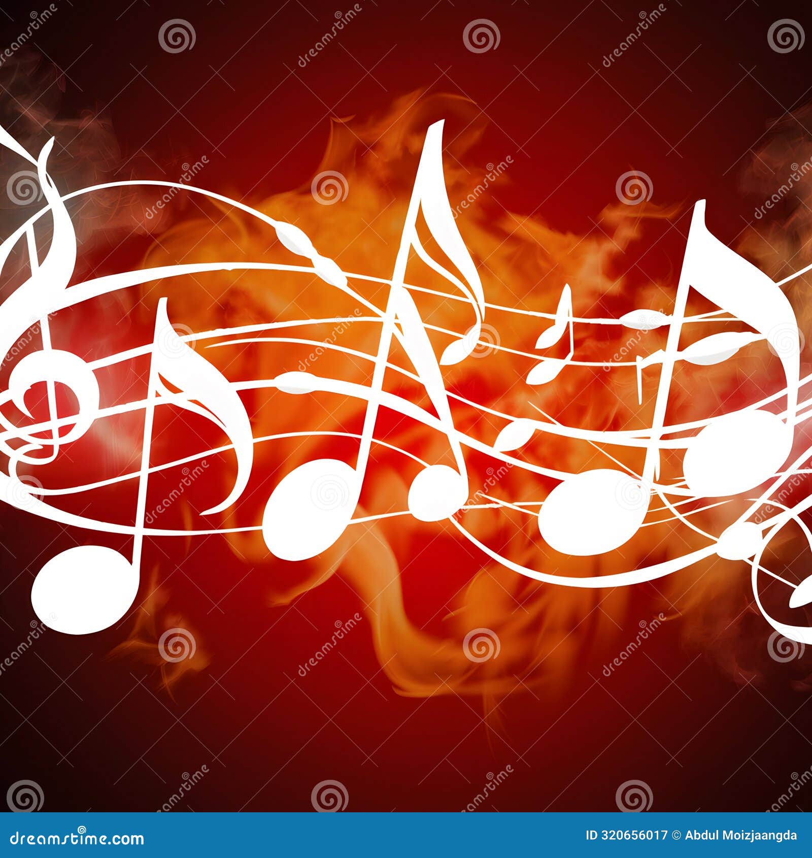 Musical Notes Dance on Fiery Background, Creating Rhythm and Movement ...